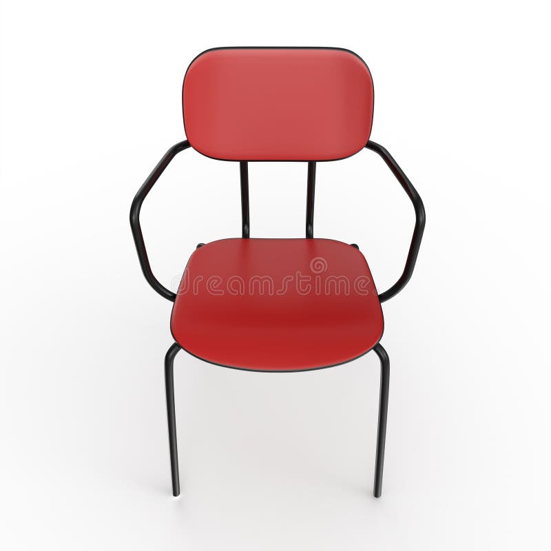 3D Rendering of a Contemporary Metallic Red Chair with a Black Frame on ...