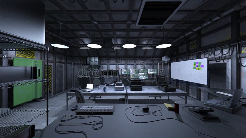 3D Rendering of the Control Room Stock Illustration - Illustration of ...