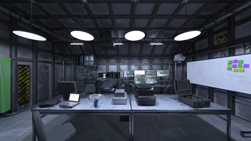 3D Rendering of the Control Room Stock Illustration - Illustration of ...