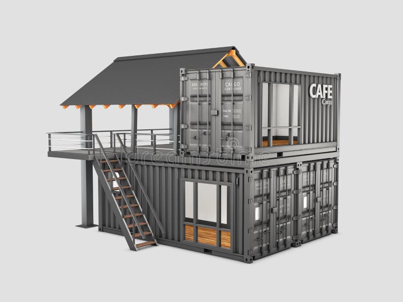 3d Rendering of Converted Old Shipping Container into House, Clipping ... 3d Rendering of Converted Old Shipping Container into House, Clipping ...