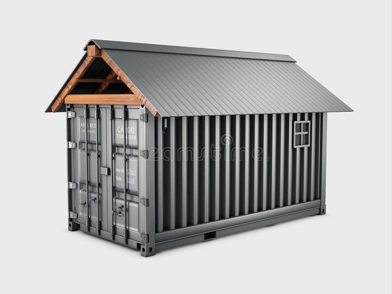 3d Rendering of Converted Old Shipping Container into Storage, Clipping ...