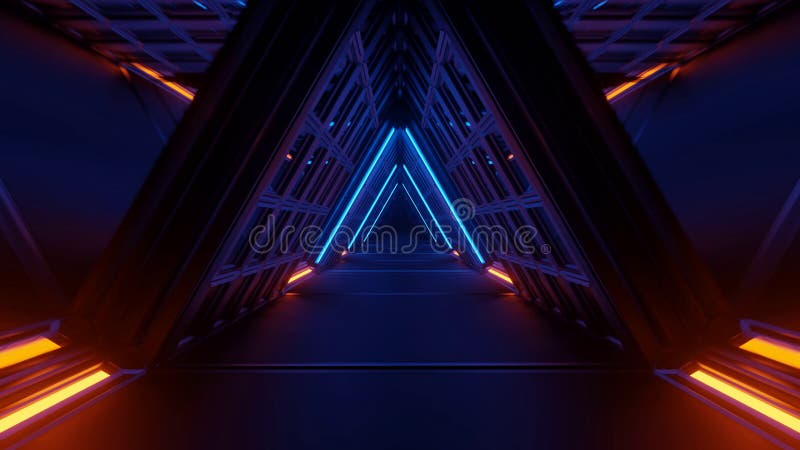 3D Rendering of a Cool Trippy Futuristic Hallway in a Triangular Form ...