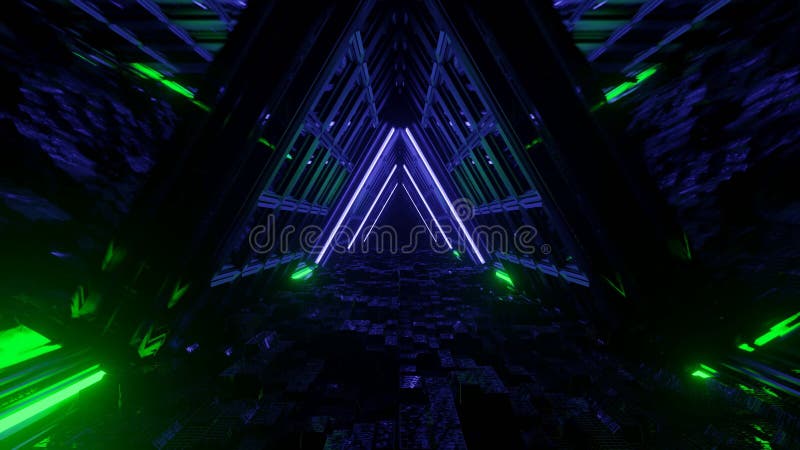 3D Rendering of a Cool Trippy Futuristic Hallway in a Triangular Form ...