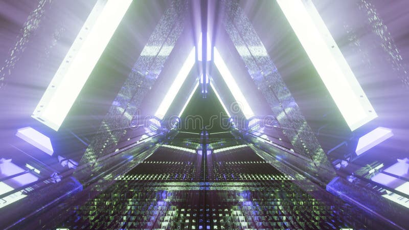 3D Rendering of a Cool Trippy Futuristic Hallway in a Triangular Form ...