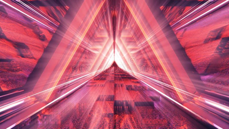3D Rendering of a Cool Trippy Futuristic Hallway in a Triangular Form ...