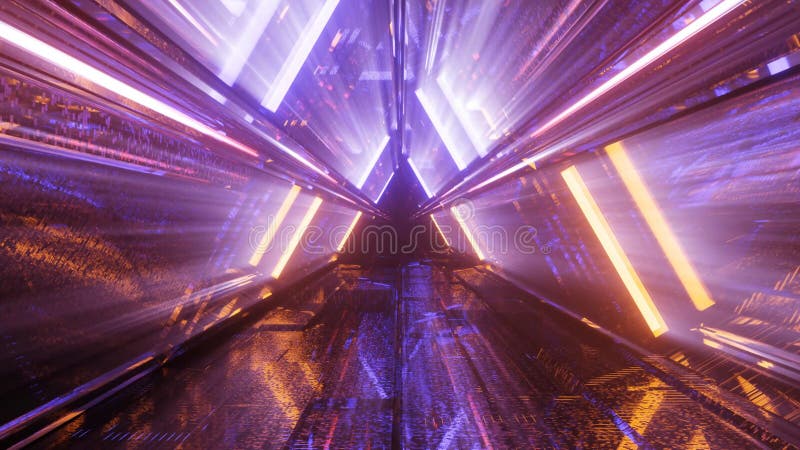 3D Rendering of a Cool Trippy Futuristic Hallway in a Triangular Form ...