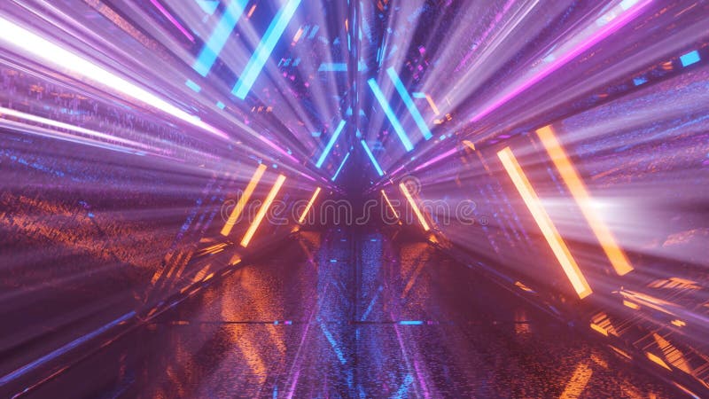 3D Rendering of a Cool Trippy Futuristic Hallway in a Triangular Form ...