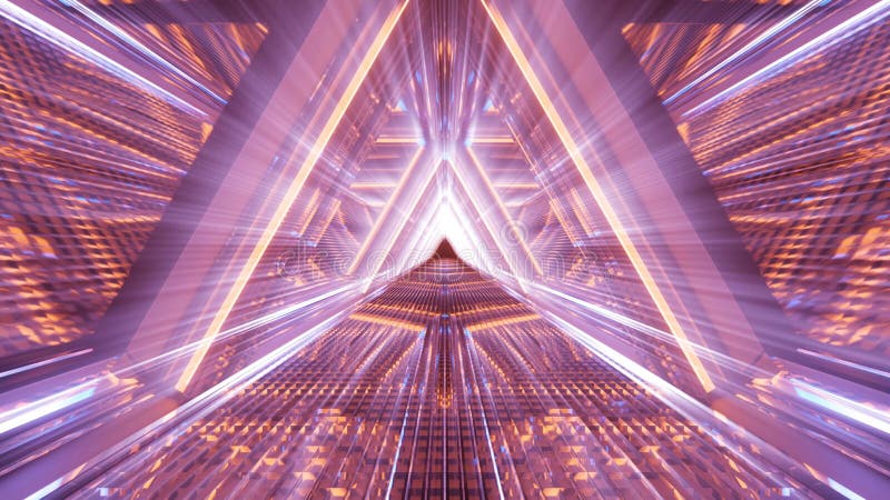 3D Rendering of a Cool Trippy Futuristic Hallway in a Triangular Form ...