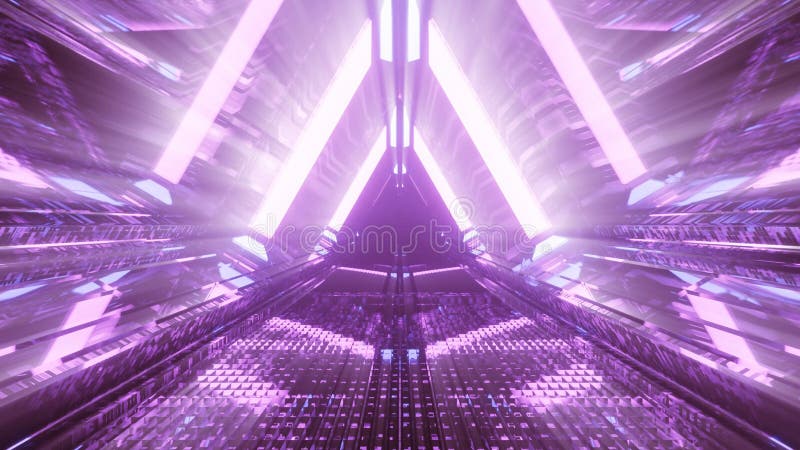 3D Rendering of a Cool Trippy Futuristic Hallway in a Triangular Form ...