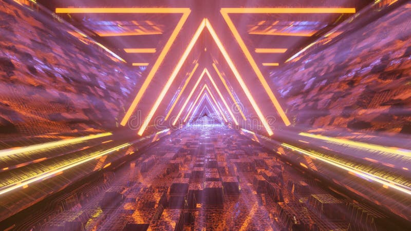 3D Rendering of a Cool Trippy Futuristic Hallway in a Triangular Form ...
