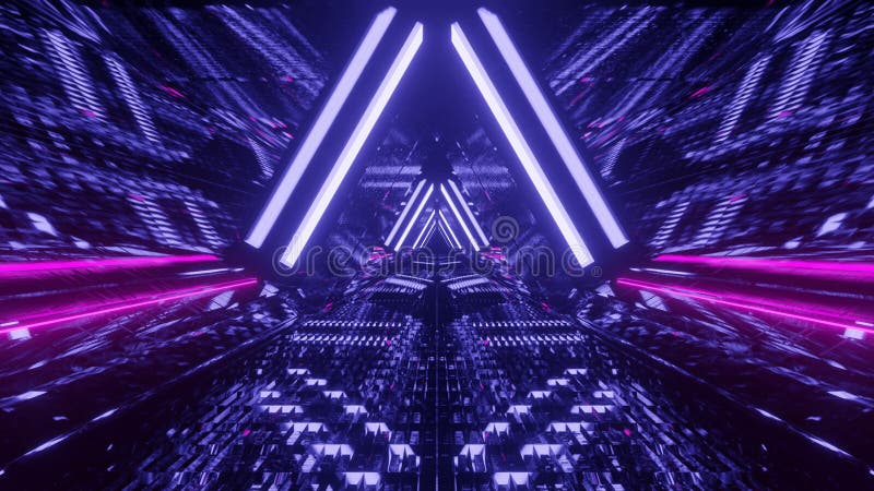 3D Rendering of a Cool Trippy Futuristic Hallway in a Triangular Form ...