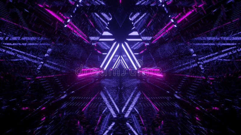 3D Rendering of a Cool Trippy Futuristic Hallway in a Triangular Form ...