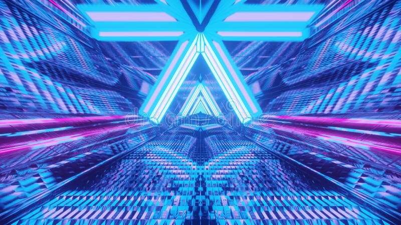 3D Rendering of a Cool Trippy Futuristic Hallway in a Triangular Form ...