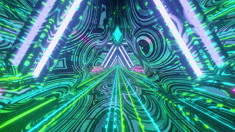 3D Rendering of a Cool Trippy Futuristic Hallway in a Triangular Form ...