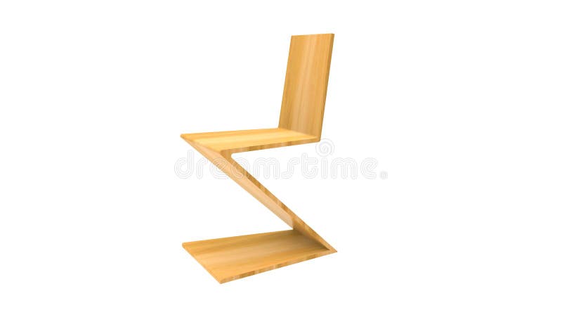 3d Rendering of Cool Wooden Chair Isolated on White Background Stock ...