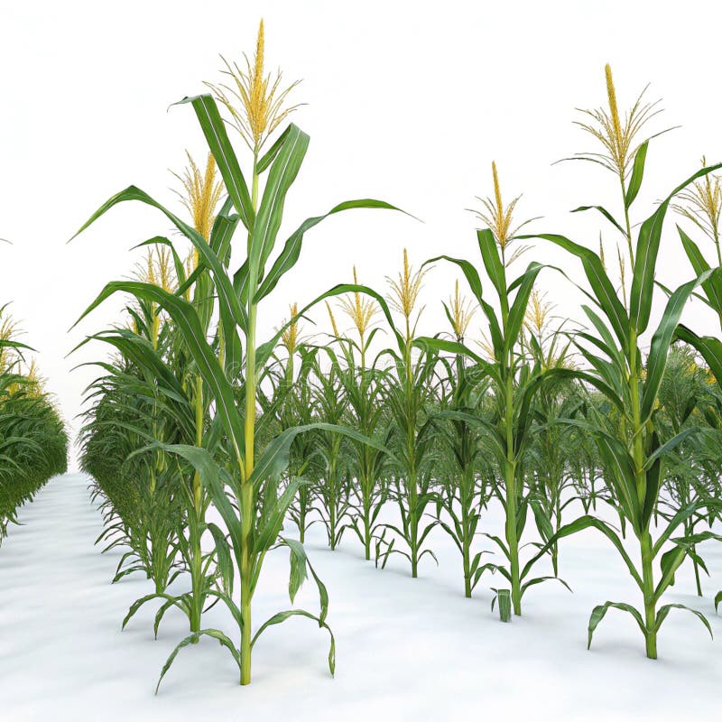 3D Rendering Corn Field Isolated on White Background Stock Illustration ...