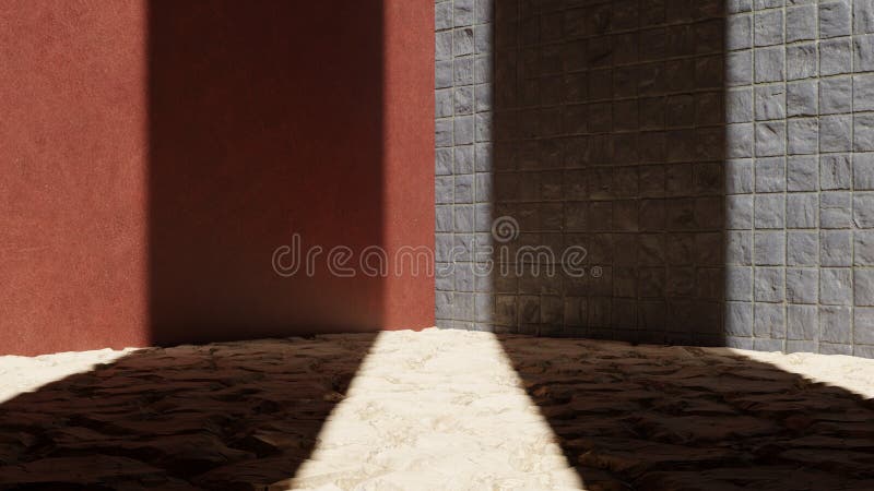 3D Rendering. Corner of a Room with Three Different Textures with Space ...