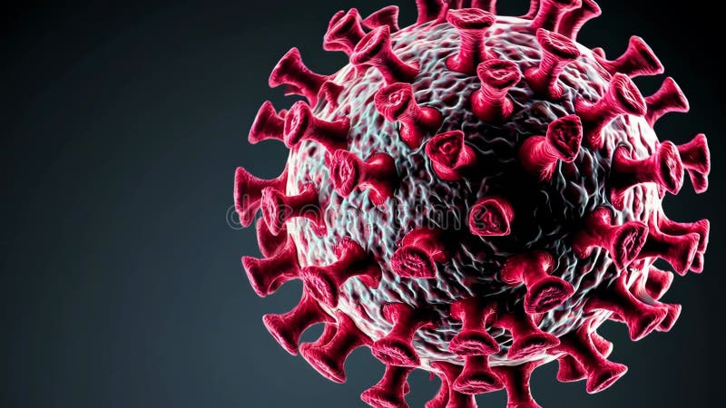 3d Rendering of Coronavirus Molecule with Red Spike Proteins on Dark ...