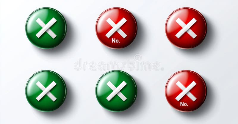 3D Rendering of Correct and Incorrect Check Mark Icon Choice Sign Test ...