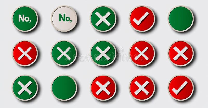 3D Rendering of Correct and Wrong Check Mark Icon Choice Sign Test ...