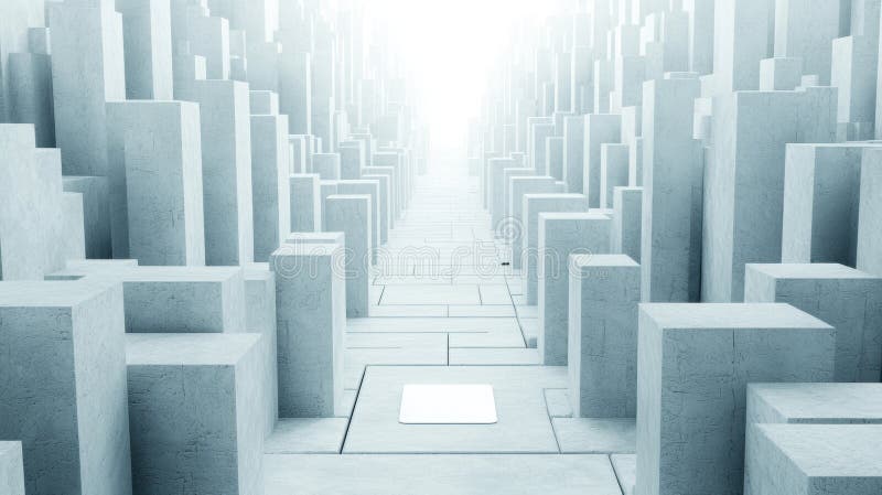 A 3D Rendering of a Corridor with a Bright Light at the End. Stock ...