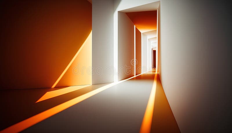 3d Rendering of a Corridor with Light Coming from the Open Door Stock ...