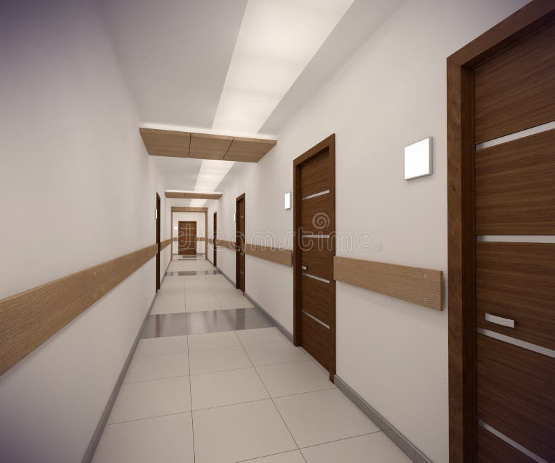 3D Rendering Corridor of Ofice Building Stock Illustration ...