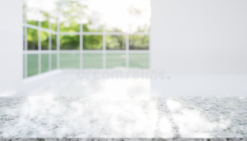 3d Rendering of Counter in Empty Room for Background Stock Illustration ...
