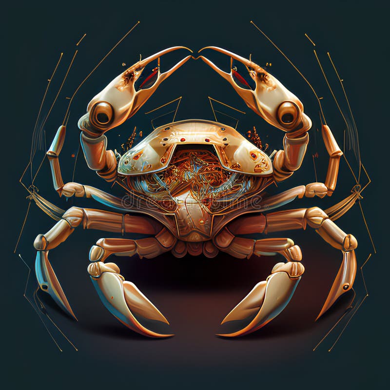 3d Rendering of a Crab Isolated on a Dark Background. Computer Digital ...