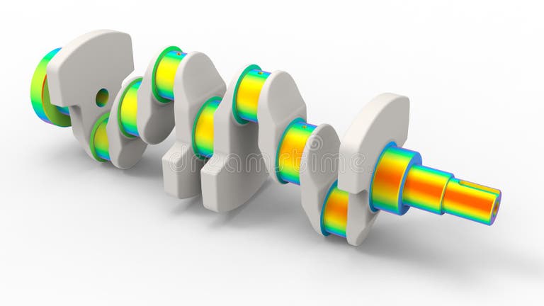 3D Rendering - Crank Shaft Finite Element Analysis Stock Illustration ...