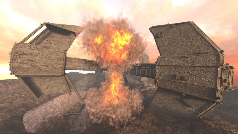 3D Rendering of a Crashed Spaceship Stock Illustration - Illustration ...