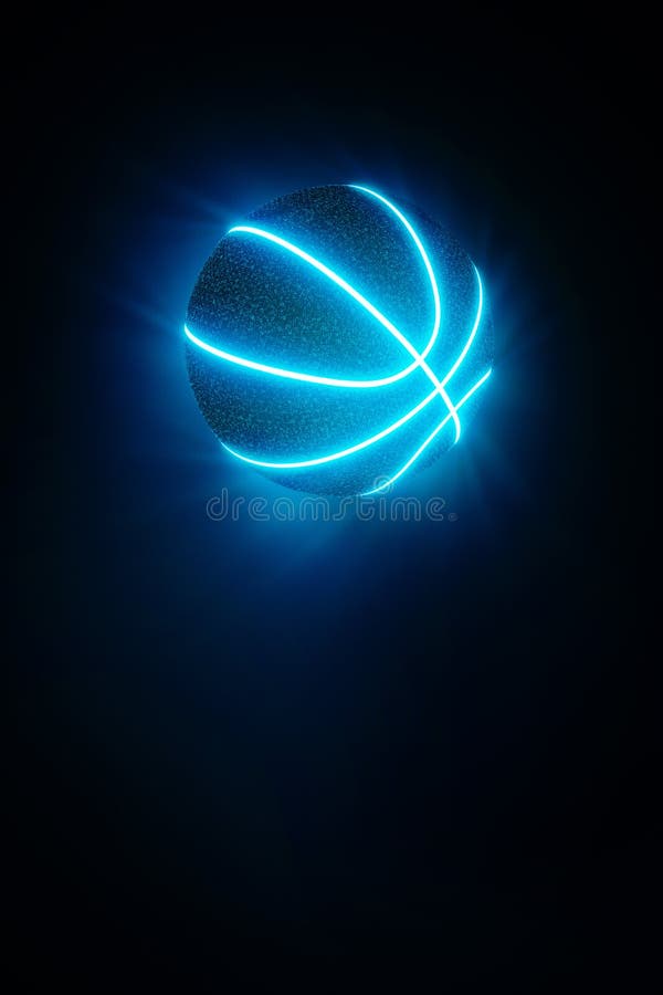 Creative Basketball with Glowing Neon Seams Stock Illustration ...