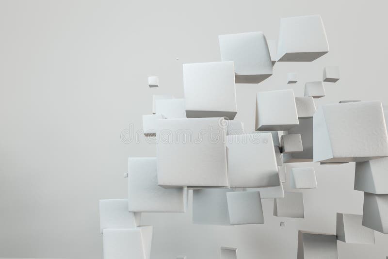 3d Rendering, Creative Cubes with Warped Shape Stock Illustration ...