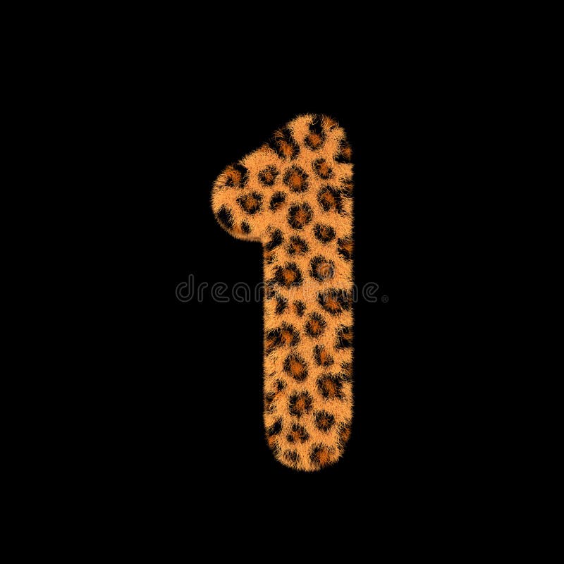 3D Rendering Creative Illustration Leopard Print Furry Number 1 Stock ...