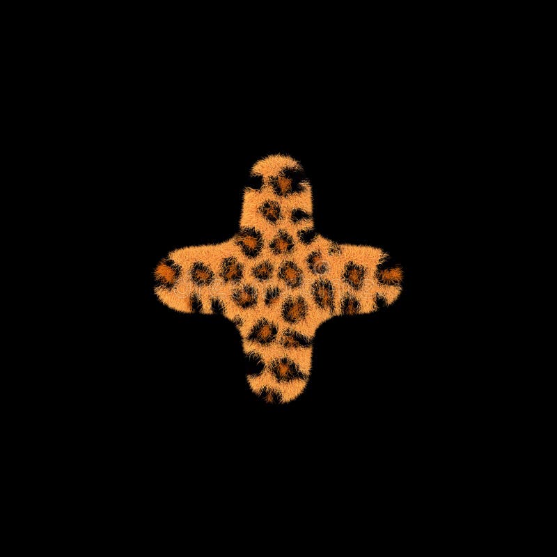 3D Rendering Creative Illustration Leopard Print Furry Symbol Plus ...