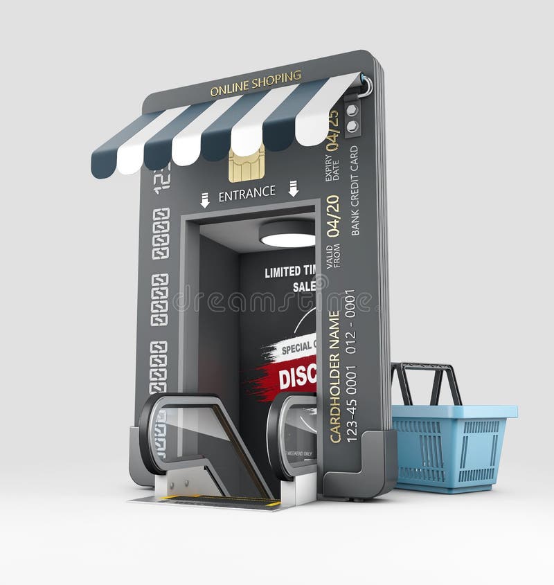 3d Rendering of Credit Card with Escalator. Clipping Path Included ... 3d Rendering of Credit Card with Escalator. Clipping Path Included ...