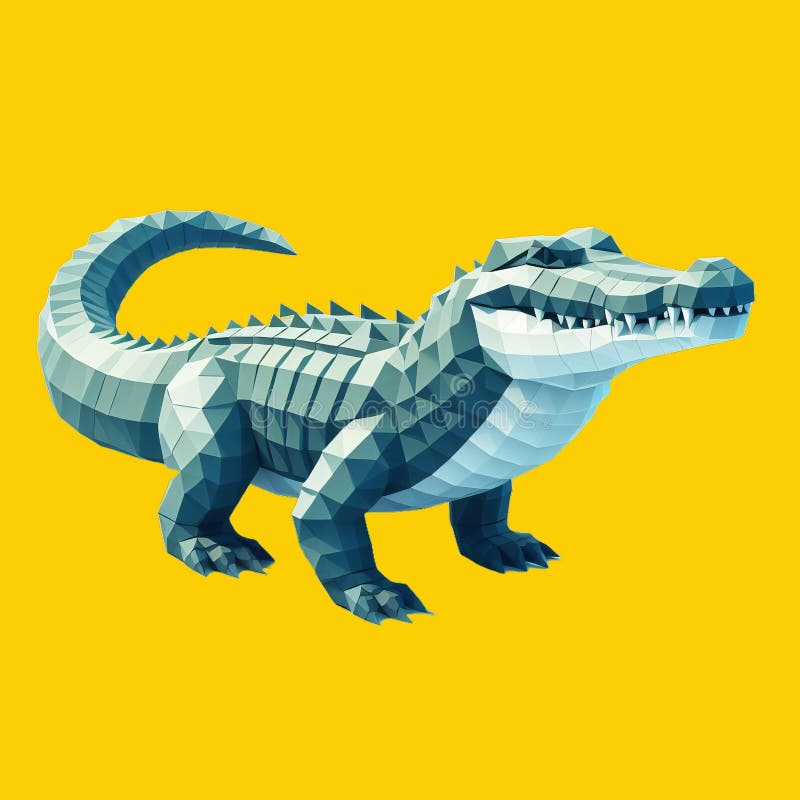 3D Rendering of a Crocodile Low Polygon Isolated Stock Illustration ...