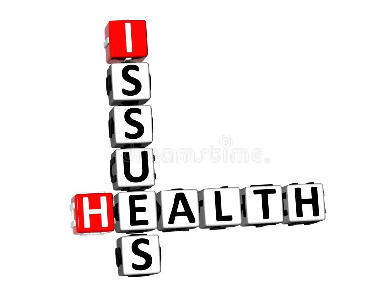 3D Rendering Crossword Health Issues Over White Background. Stock ...