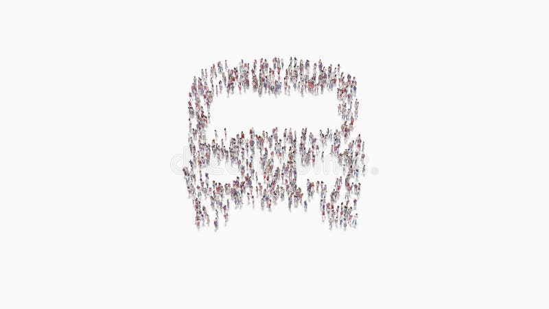 3d Rendering Of Crowd Of People In Shape Of Symbol Of Front View Of A ...