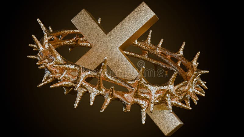 A 3d Rendering of Crown of Thorns and a Cross Stock Illustration ...