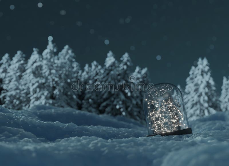3d Rendering of Crystal Ball with Light Chain Laying on Snow Stock ...
