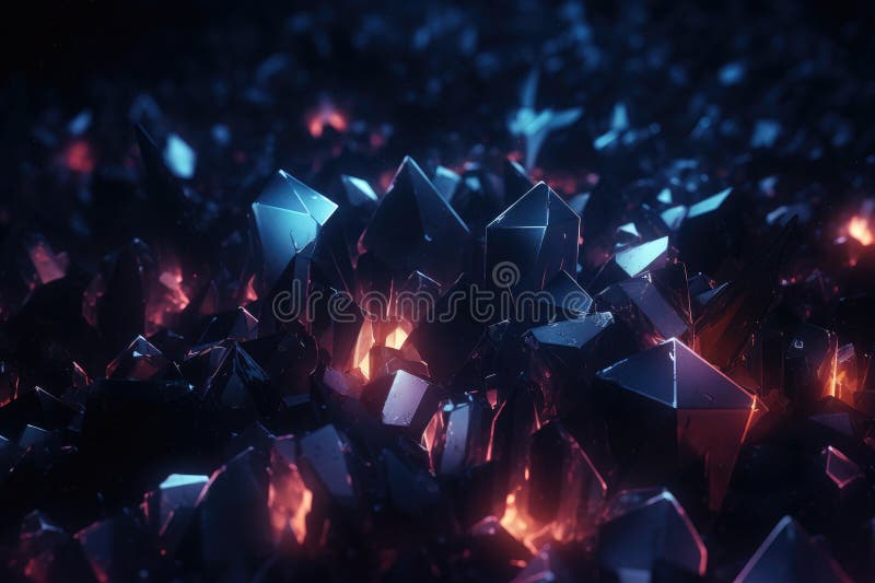 3d Rendering of Crystals on Black Background. 3d Illustration Stock ...