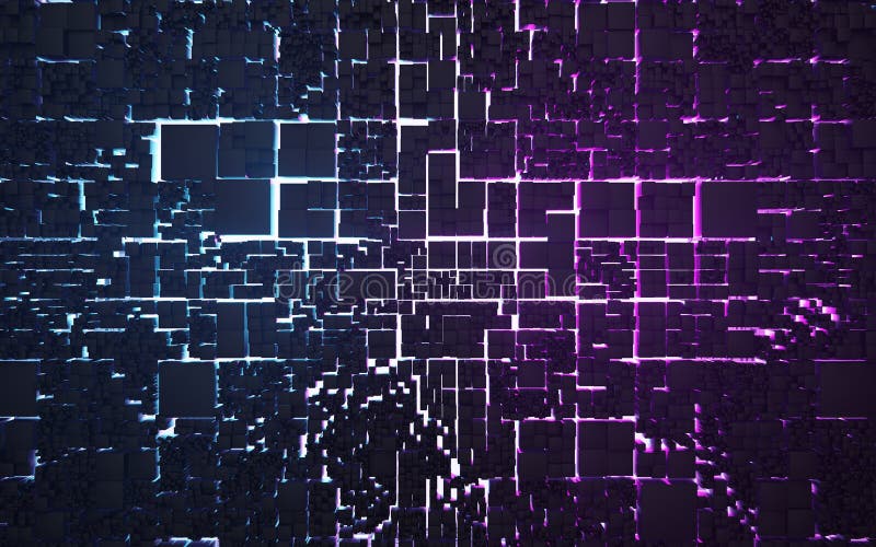 3d Rendering Cube Abstract Technology Background With Colored Bright