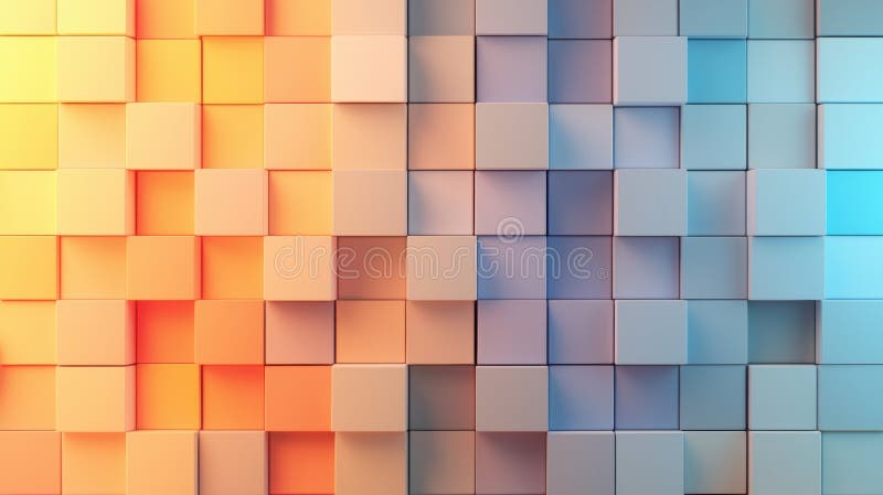 A 3D Rendering of a Cube Grid with a Gradient Color Scheme. Stock Illustration - Illustration of ...