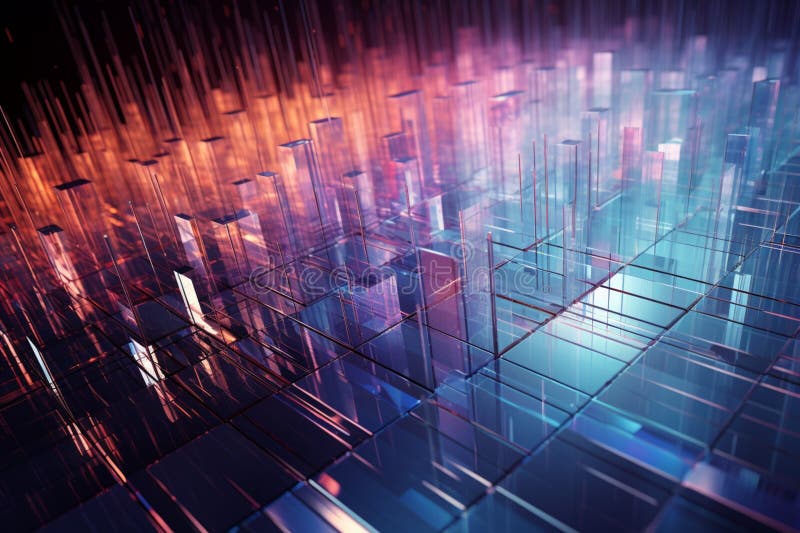 3D Rendering Cube and Grid Space, Futuristic Visual Abstraction Stock ...