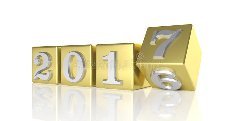 3d Rendering Cube 2017 Number Stock Illustration - Illustration of ...