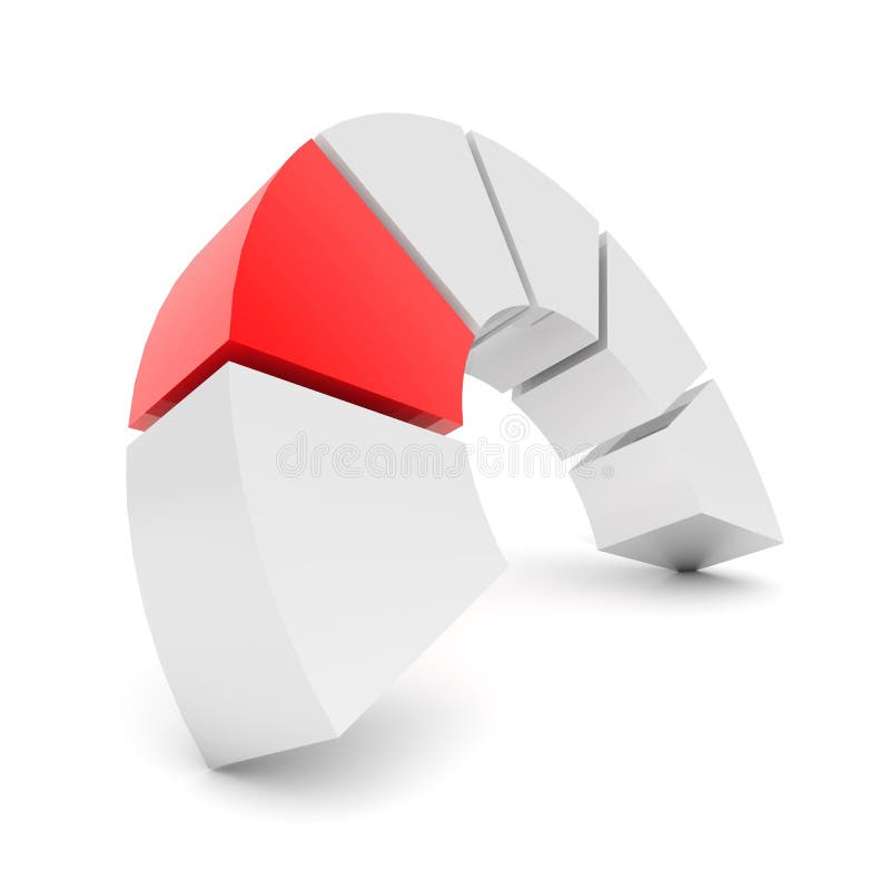 3D Rendering of a Cube Semicircle with One Red Detail among the White ...