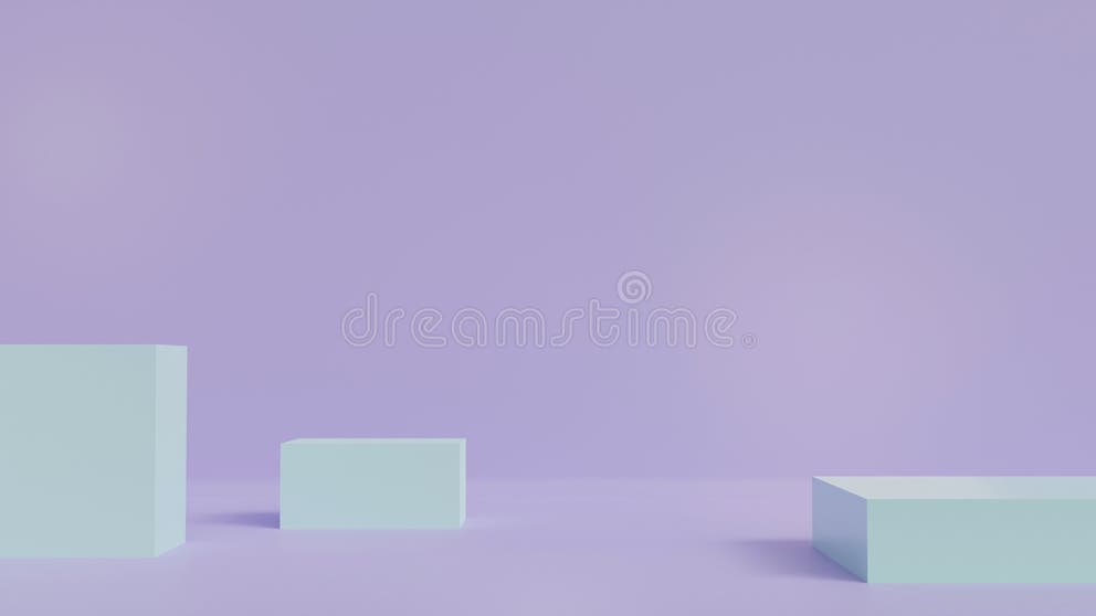 3D Rendering Cube Stage with Purple Background for Studio, Black Space ...