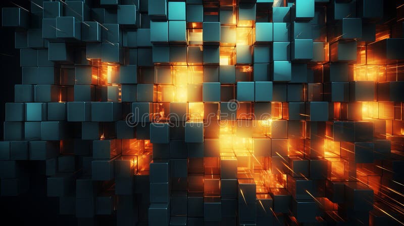 3d Rendering of a Cube Wall with Fire Coming Out of it Stock ...