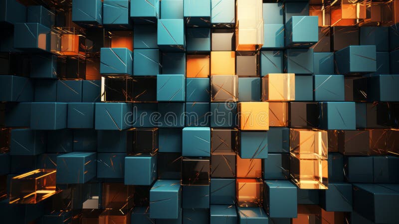 3d Rendering of a Cube Wall with Many Different Colors Stock ...
